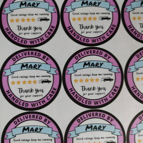 Pastel Delivery Stickers for Gig Workers. Custom Personalized 2 ...