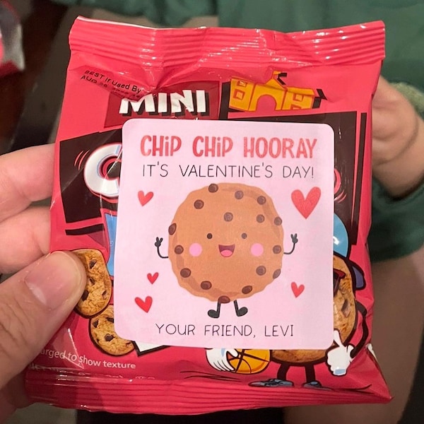 Classroom Valentine Stickers, Chip Chip Hooray, Kids Cookie Valentine ...