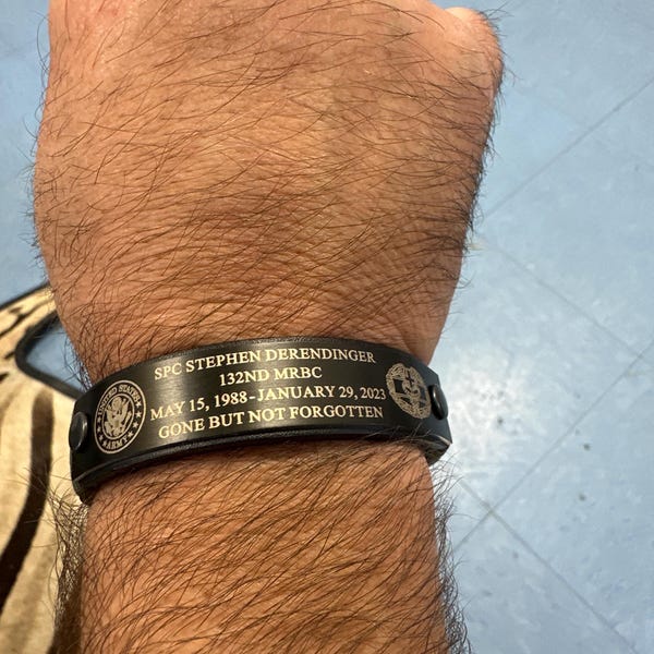 Custom Engraved Memorial Military Bracelet - Black Stainless Steel Cuff ...