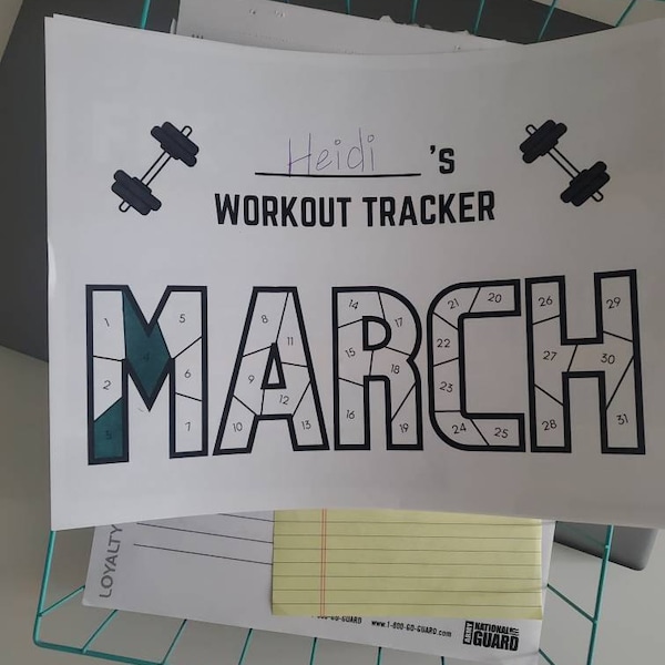 Exercise Workout Monthly Tracker- Motivation- Coloring Sheet- April - Etsy