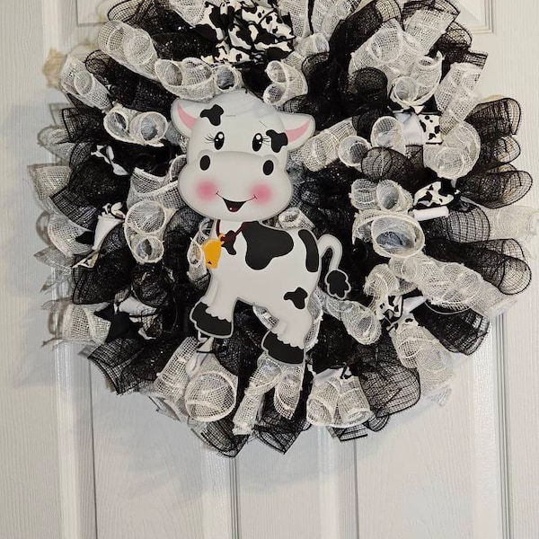 Cow Ribbon, Cow Print Ribbon, Black Ribbon, Farmhouse Ribbon, Wired ...