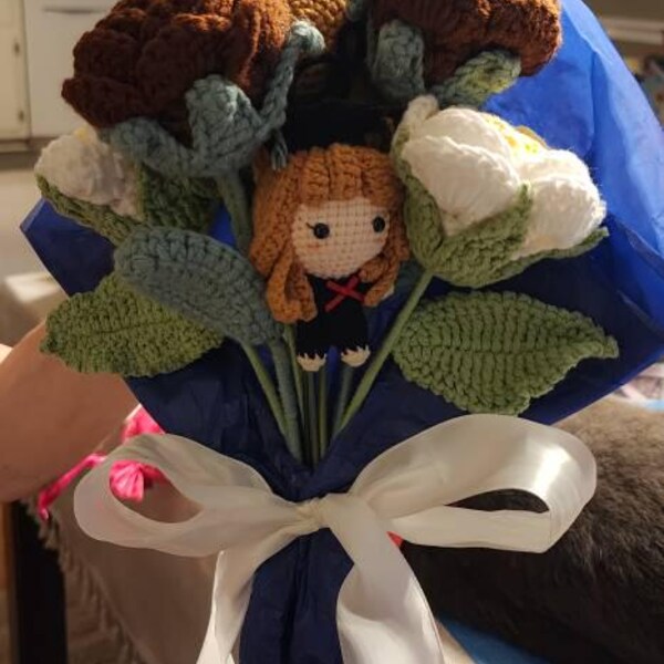 Crochet Graduation Bouquet,crochet Tulip Flower Bouquet,handmade ...