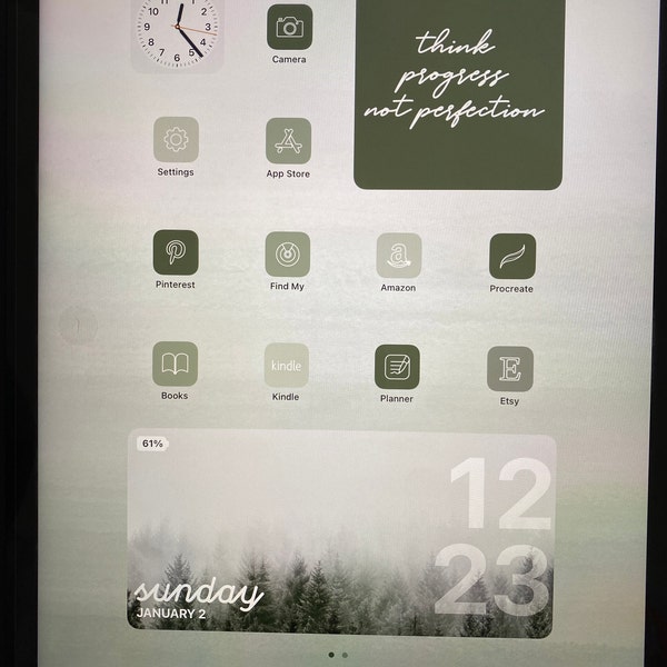Boho Green iPad Desktop Icons, Green iPad App Icons, Boho Ios 14 Icon ...