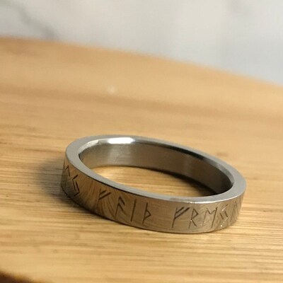 Runic Hand Stamped Stainless Steel Ring, Rune, Love, Loyalty ...