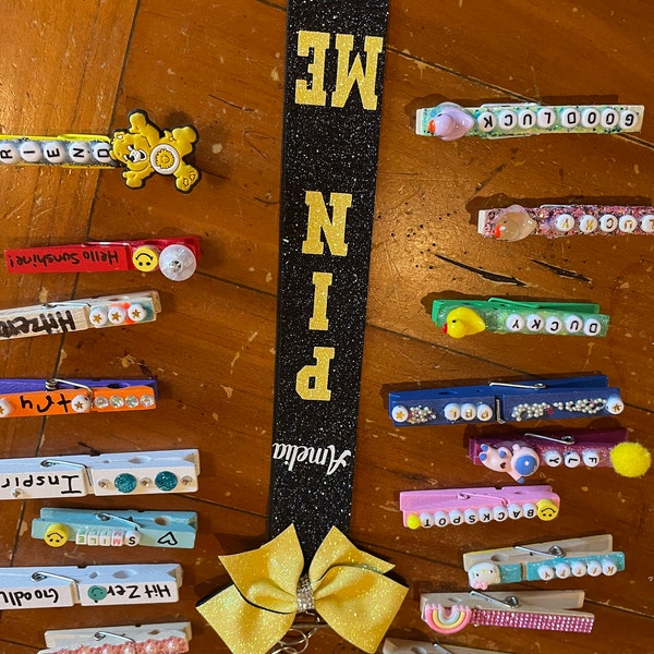 Pin Me Cheer Competition Tag Ribbons, Customizable Glitter Colors + Add ...