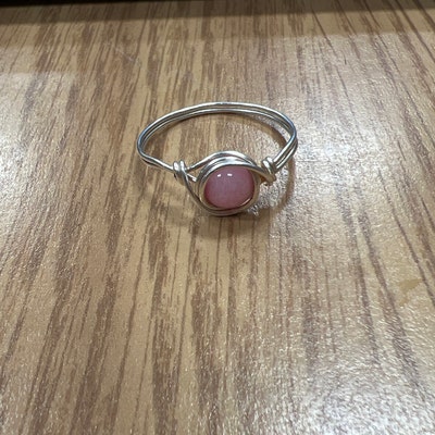 Sterling Silver Filled Gemstone Bead Ring. Wire Wrapped Bead Ring ...