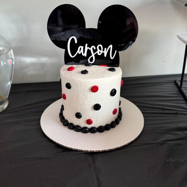 Custom Acrylic Mouse Ear Cake Topper | Birthday Party Decor - Etsy