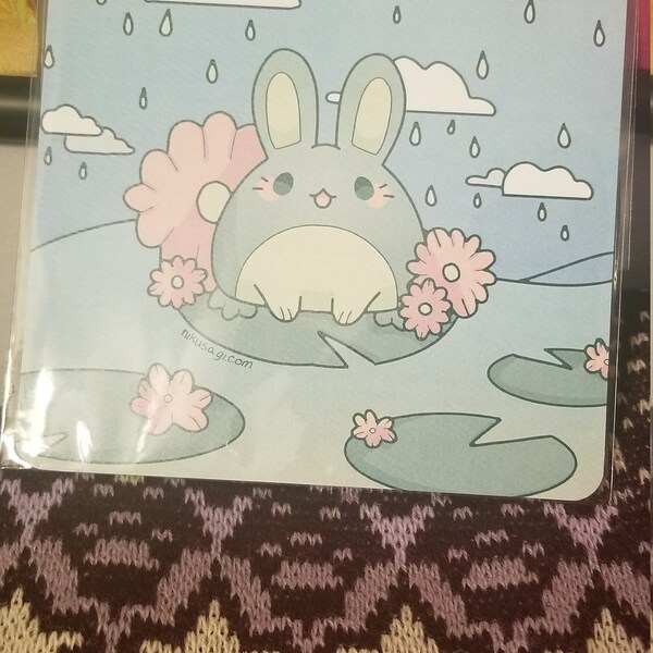 Rainy Day Cardstock Print | 5x5 | Rabbit Illustration, Unique Animal ...