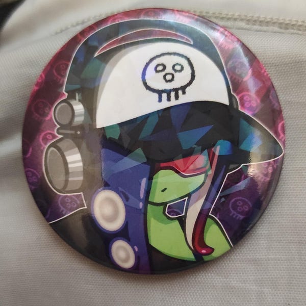 Holographic Acht DEDF1SH Splatoon 3 Side Order 58mm Pins / Badges ...