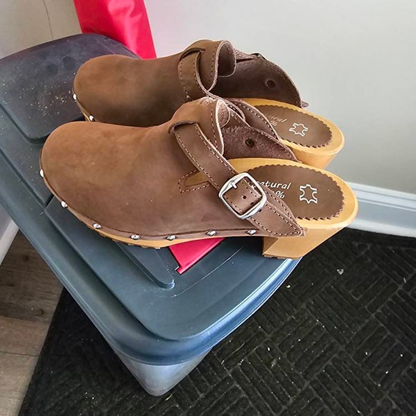 Men's Black Wooden Clogs | Handmade Natural Leather Footwear ...