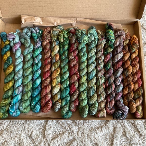 Rainbow 5 - 100g Mini Micro Skein Set of Gradient Hand Dyed Sock Yarn 4ply 75/25 Superwash ...