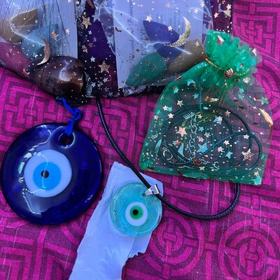 Clear Green Evil Eye Pendant/evil Eye Protection/green Nazar Necklace ...