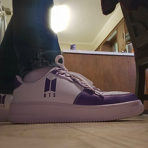 BTS Logo High Top Leather Sneakers Purple - Etsy