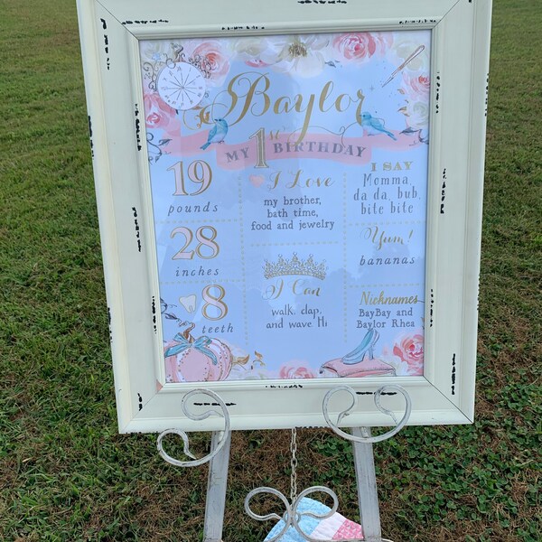 Cinderella Birthday Milestone Sign, Custom Printed or Printable ...