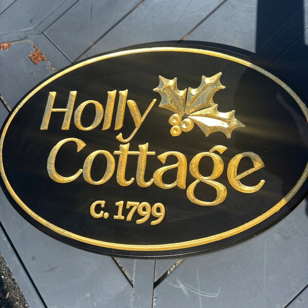 Custom Carved Outdoor Sign , 23K Gold Leaf Sign , Hanging Sign ...