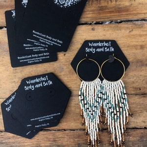 Custom Earring Display Cards Hexagon Shape Packaging Tags Jewelry ...