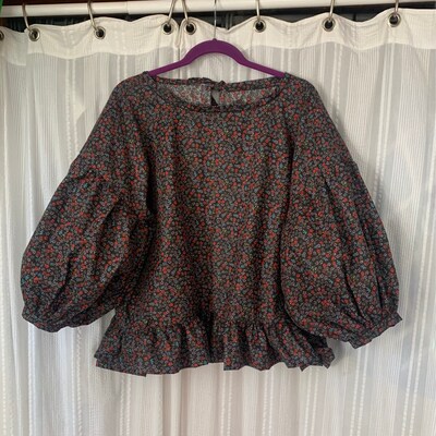 Poofy Sleeve Peplum Top Sewing Pattern - Etsy UK