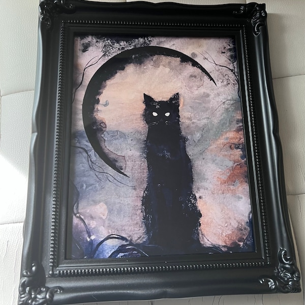 Fearless Familiar - Dark Cat Wall Art Print - Witchy & Skinny Black ...