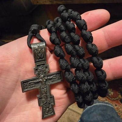 Black Eastern Orthodox Prayer Rope Chotki, 33 Count Barrel Knots. 550 ...