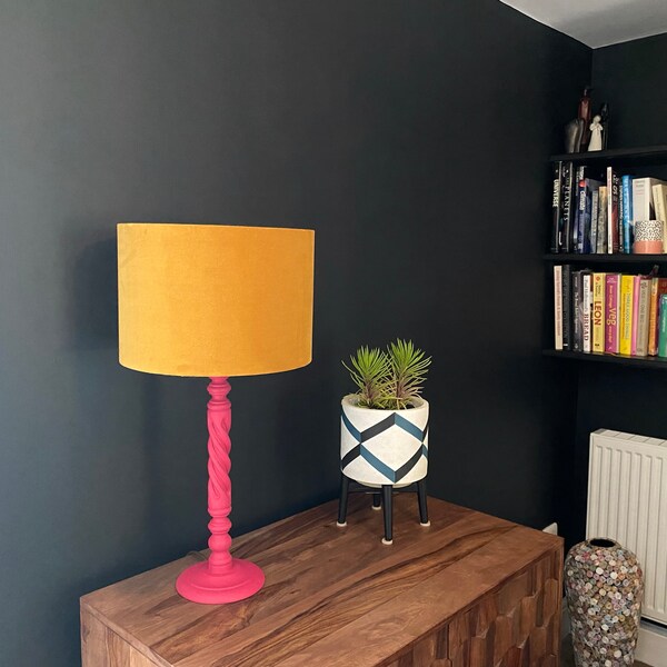 Navy Blue Velvet With Green Leaf Lampshade - Etsy
