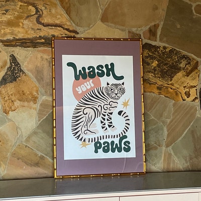 Tiger Wash Your Paws Bathroom Print, Fun Toilet Wall Art, Funny Poster ...