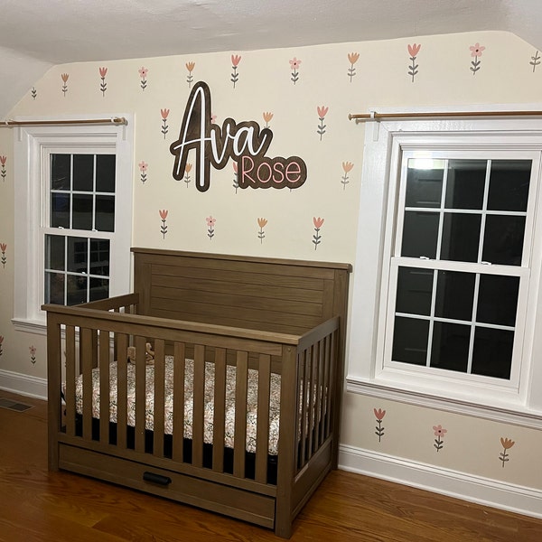 Wildflower Fabric Wall Decals, Boho Floral Decals for Girls Nursery ...