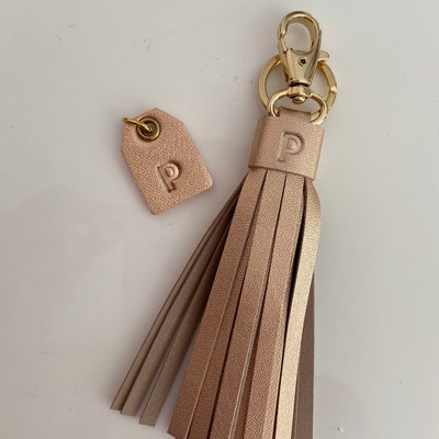 Leather Tassel Keychain. Personalised Leather Keychain. Monogram ...