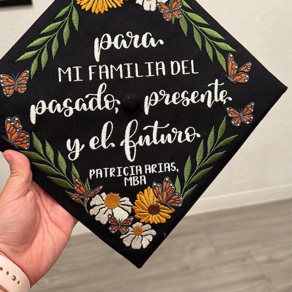 Embroidered Monarch Butterfly Grad Cap Topper | Graduation Cap Topper ...