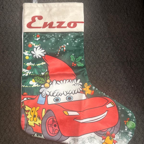 Personalized Cars Christmas Stocking, Custom Name Lightning Mcqueen Tow ...