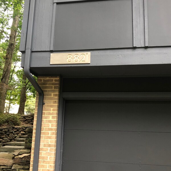 Modern House Numbers, Rectangle Concrete With Marine Plywood ...