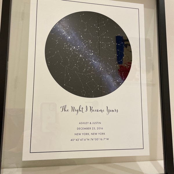 Custom Star Map | Framed Poster | REAL Night Sky | Custom Star Poster ...