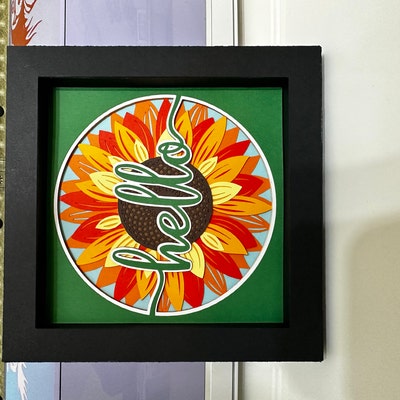 3D HELLO Sunflower SVG Layered Shadow Box Svg for Cricut for Silhouette ...
