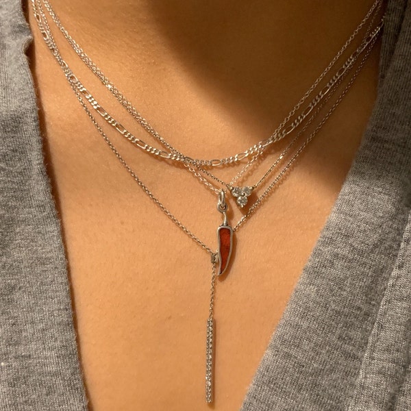Red Chili Pepper Necklace - Red Resin Sterling Silver Chili Pepper ...
