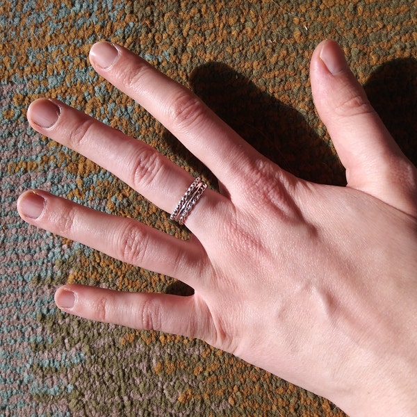Midi Ring Set • Set of 3 Stacking Rings • Twist Ring, Dainty Beaded ...