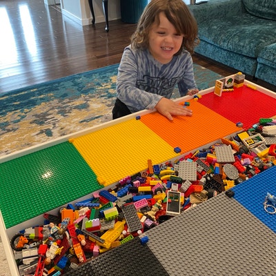 Large Building Bricks Table, Kids Table With Storage, Activity Table ...