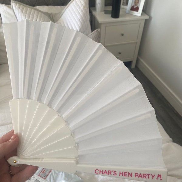 Personalised Pink Hand Fan, Hen Party Fan, Bridal Party Favours for Hen ...