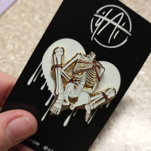 Lewd Shibari Skeleton Gold Enamel Bondage Pins - Etsy
