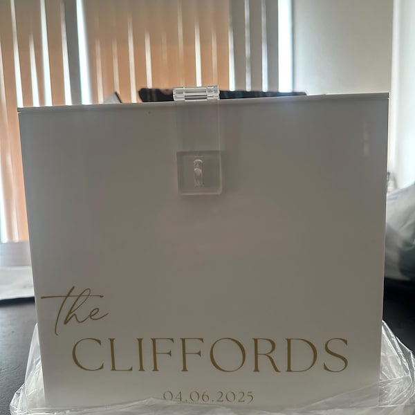 Personalized Last Name Card Box Wedding Acrylic Card Box With Lock and ...
