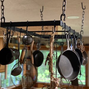 Small Pot Rack, Blacksmith Made, Kitchen Rack With 10 Sliding Hooks - Etsy