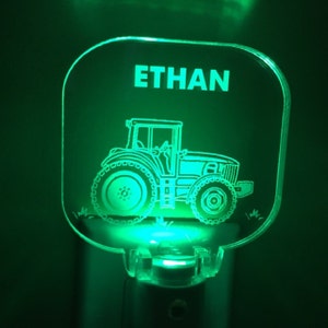 Tractor Night Light Personalized, Kids Gift, Wall Plug In, Choose Color ...