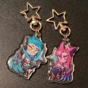 DOUBLE SIDED Chibi Star Guardian Xayah and Rakan Acrylic Keychains ...