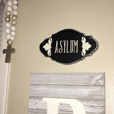 Asylum Gothic Wall Decor, Asylum Sign, Gothic Home Decor, Halloween ...