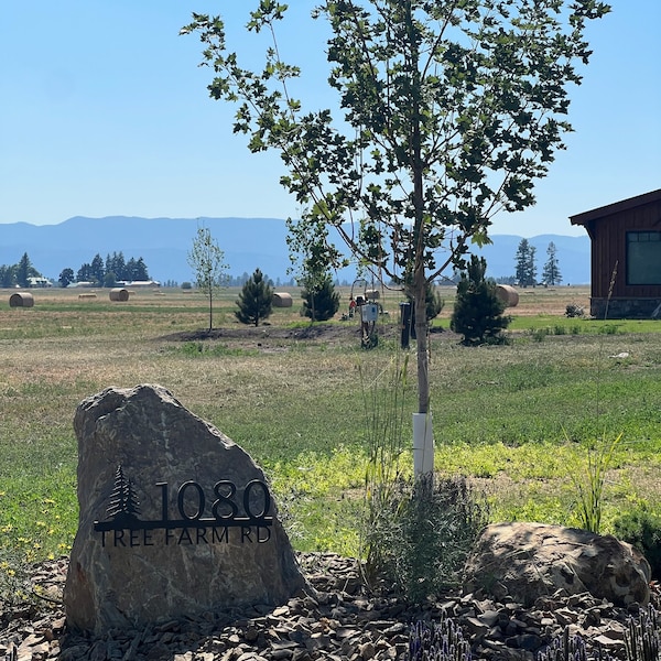 Custom Metal Home House Address Sign With Tree for Rock or Wall - Etsy