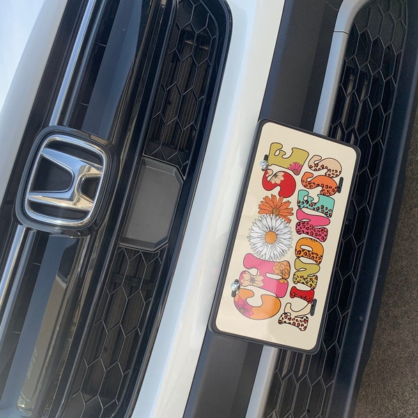 Magic Mushroom Trippy Hippie License Plate. Cottagecore, Bright ...