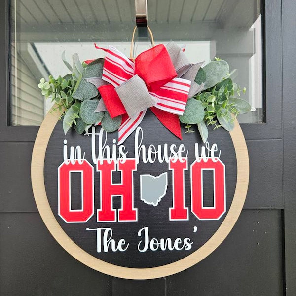 Ohio State Door Hanger | Ohio State Buckeyes | Ohio State Wreath ...