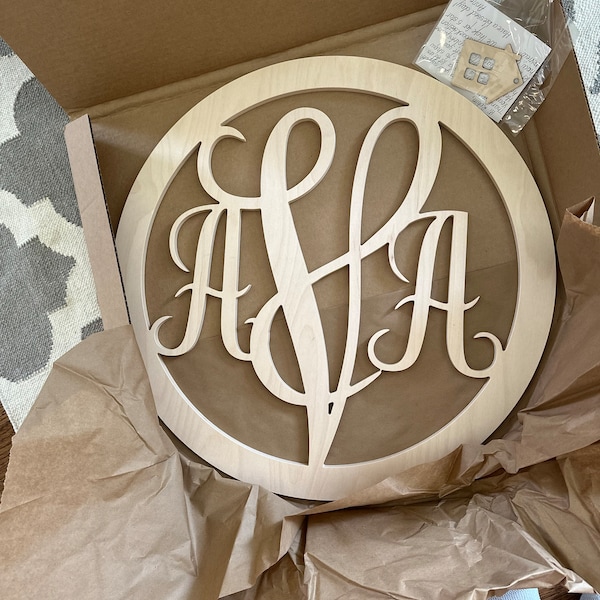 Wooden Monogram - Unpainted Wood Monogram - Wooden Letters - Large Wood ...
