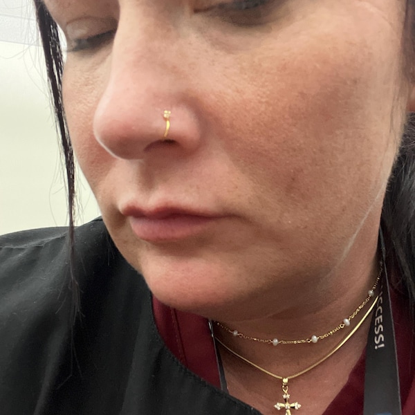 20G Double Spikes Nose Hoop Spiked Nose Ring Nostril Hoop Ring 20 Gauge ...