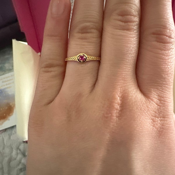 Genuine Ruby Star Ring Gold, Real Ruby Dainty Stacking Ring, Lab Ruby Jewelry, Birthstone Signet ...