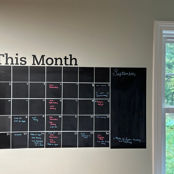 Chalkboard Wall Calendar With Memo - Vinyl Wall Decal - Etsy