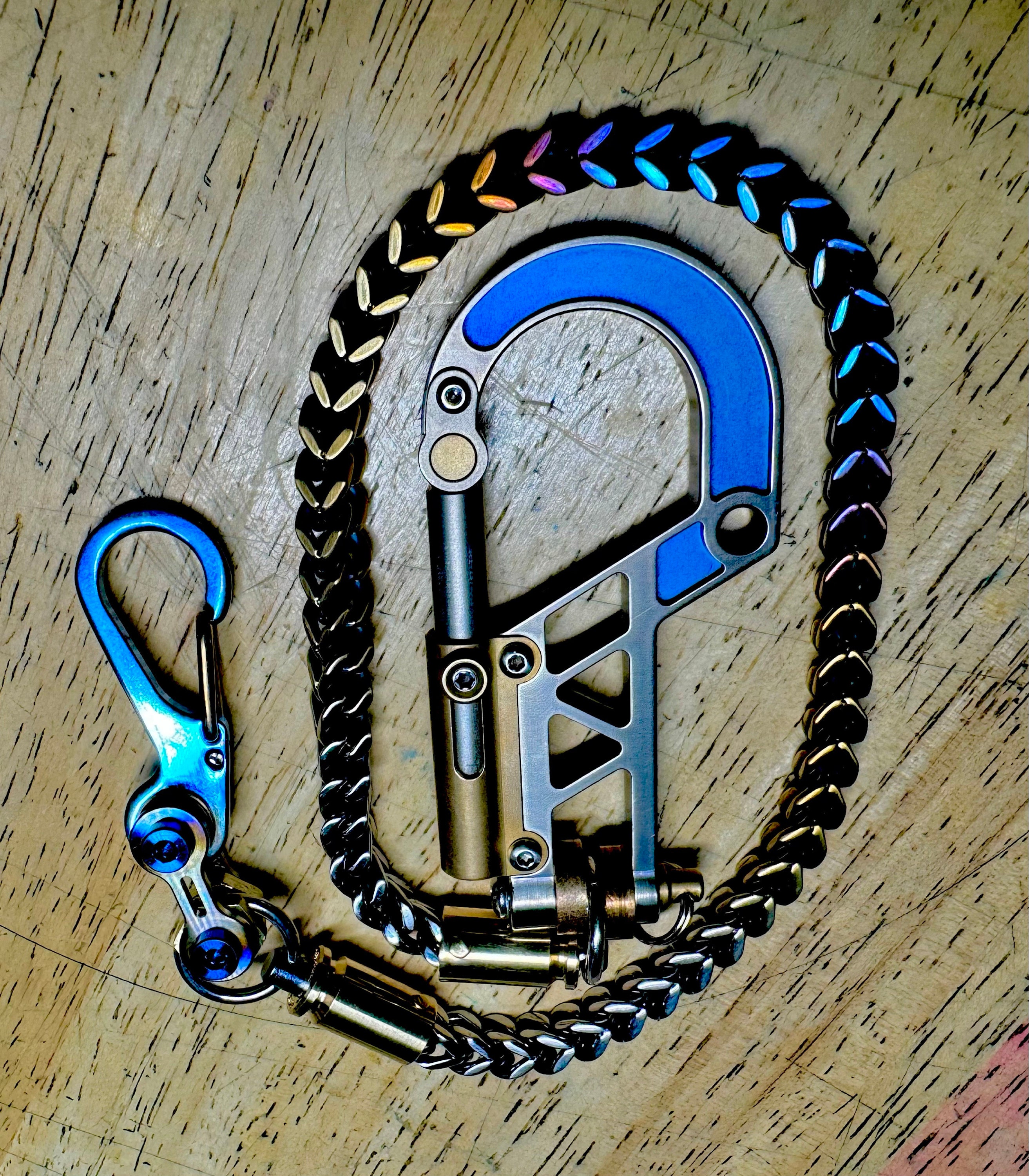 Wallet chain hardware with double Swivels of Cal. 9mm caps and Rainbow ...